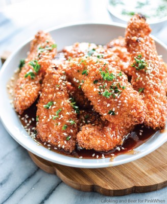 Sweet and Sticky Chicken Strips - PinkWhen