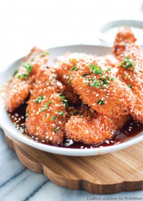 Sweet and Sticky Chicken Strips - PinkWhen