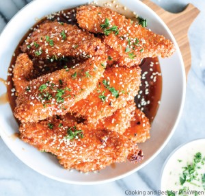 Sweet and Sticky Chicken Strips - PinkWhen